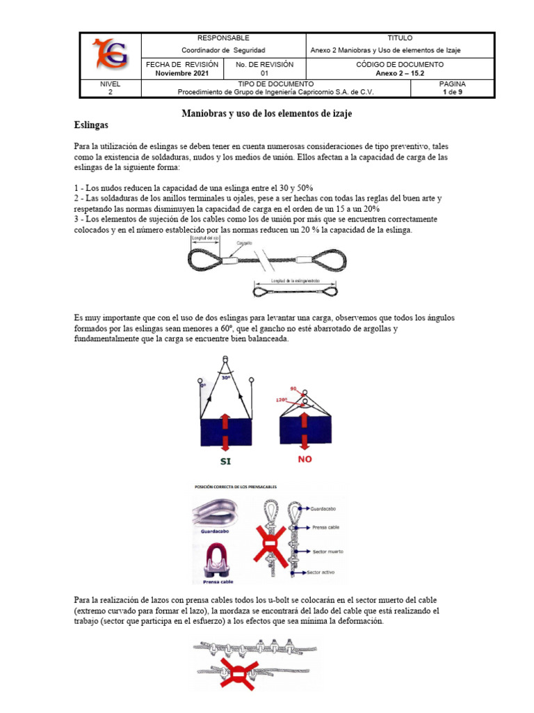 Anexo 2 Uso de Elementos de Izaje | PDF | Tornillo