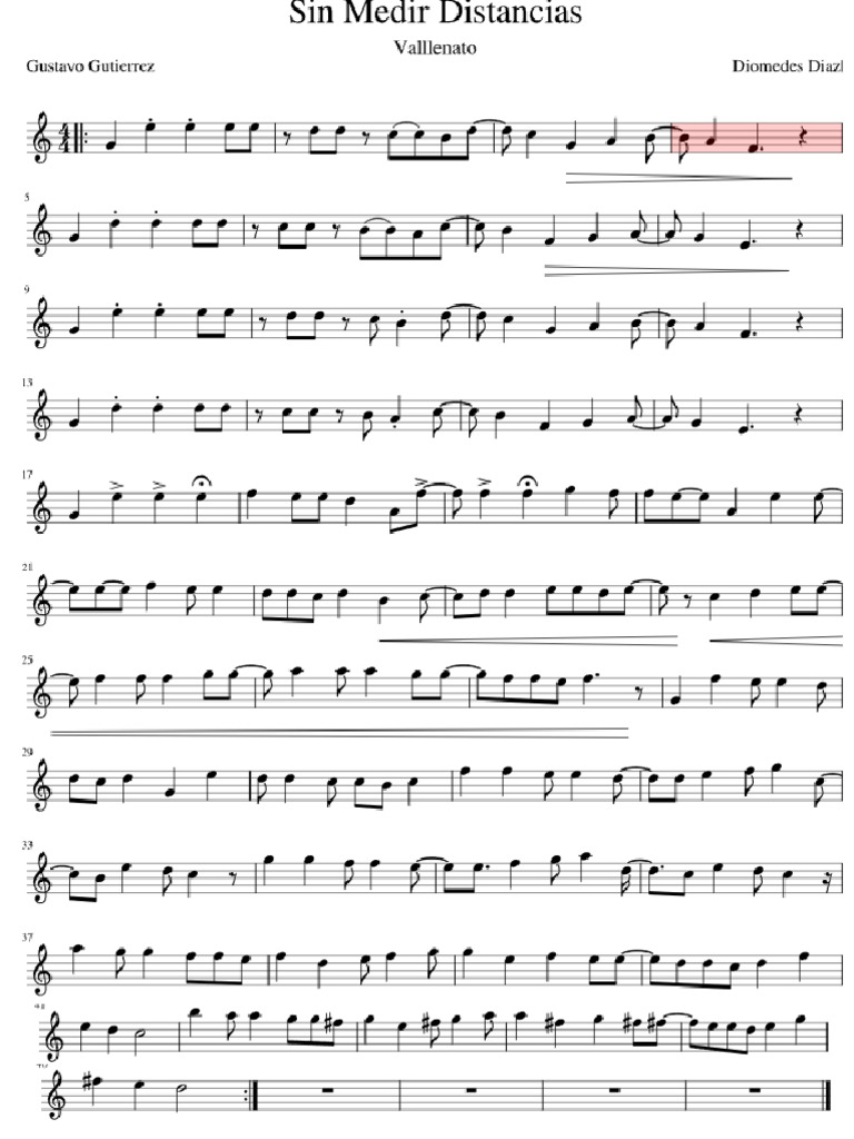 Sin Medir Distancias Partitura | PDF