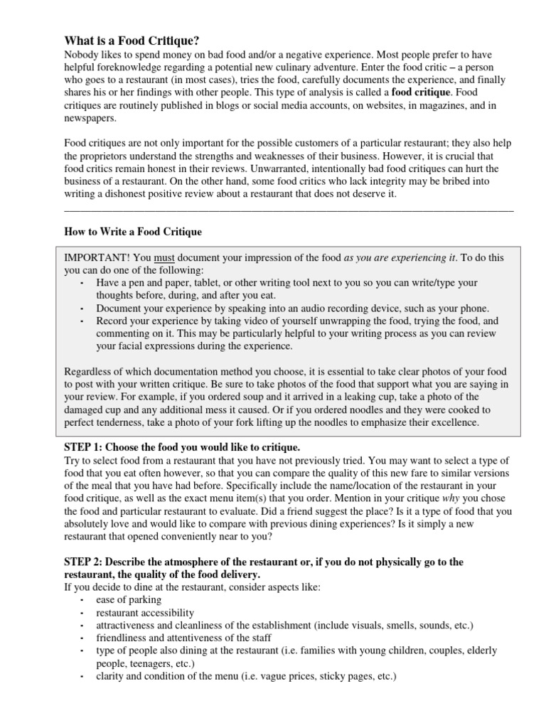 The Food Critique | PDF | Taste | Umami