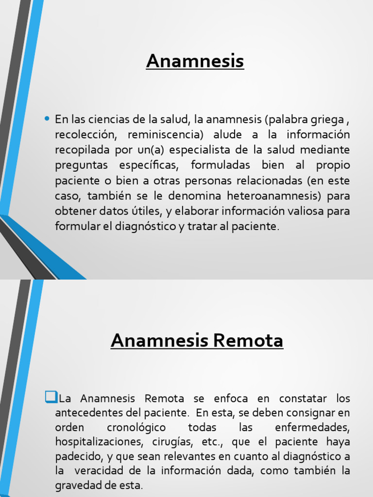 Anamnesis Remota y Proximal Intro - Pod | PDF | Diagnostico medico ...