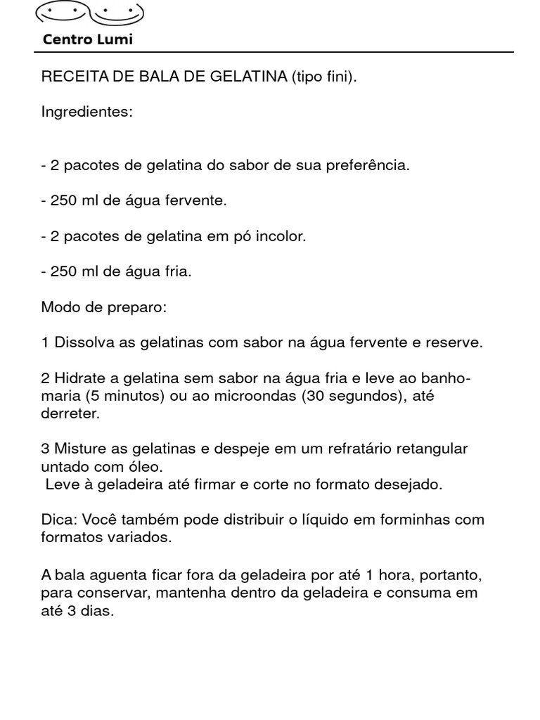 04 - Receita - BALA TIPO FINI | PDF
