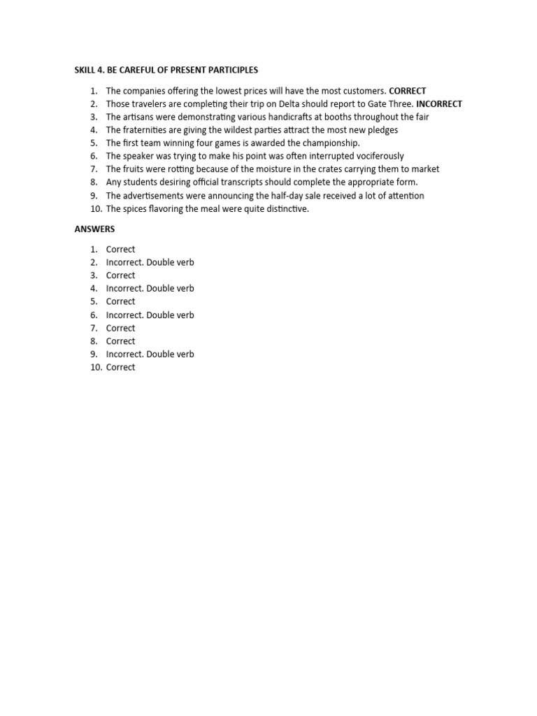 Skill 4. Be Careful of Present Participles | PDF | Business | Home & Garden