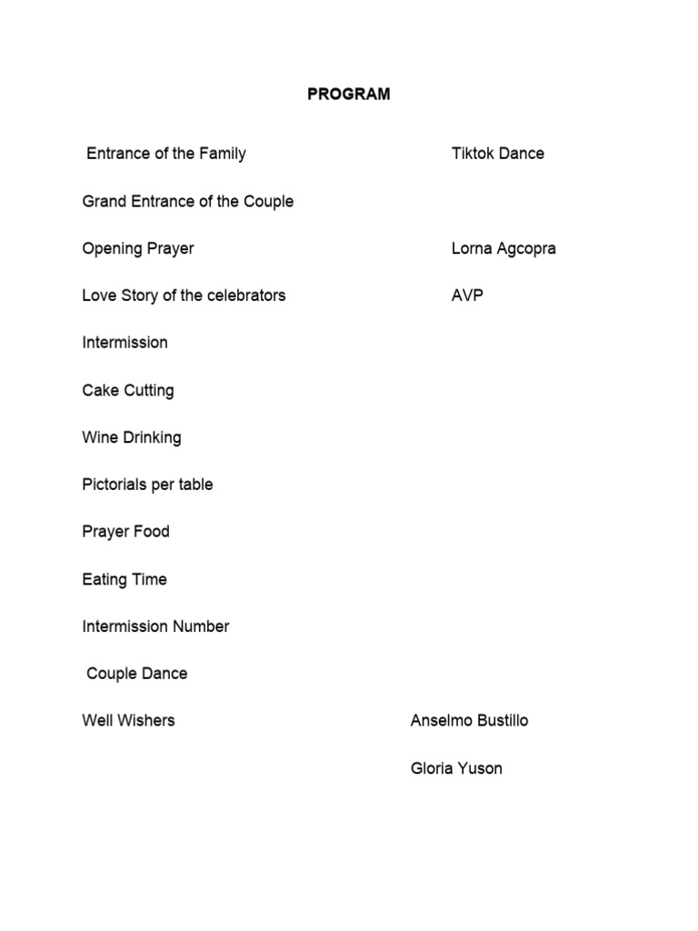 Program - 50th Wedding Anniversary | PDF