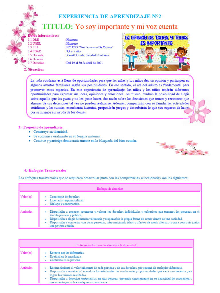 Experiencia de Aprendizaje N°2 | PDF | Aprendizaje | Las emociones