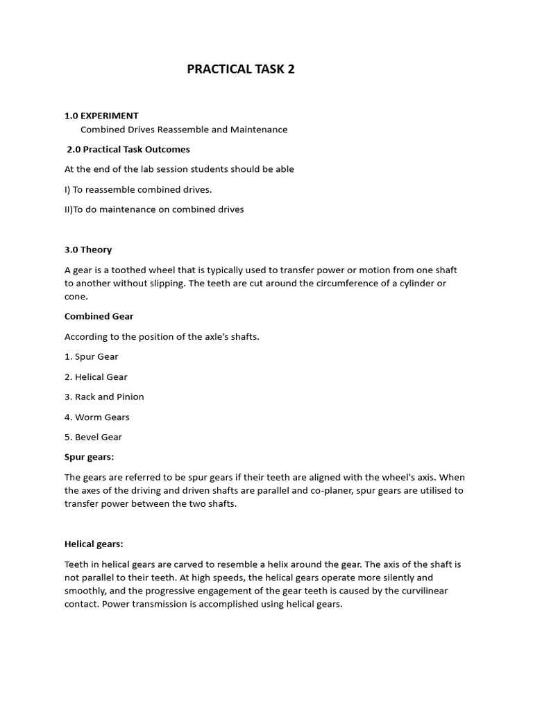 Practical Task 2-3 | PDF | Gear | Belt (Mechanical)