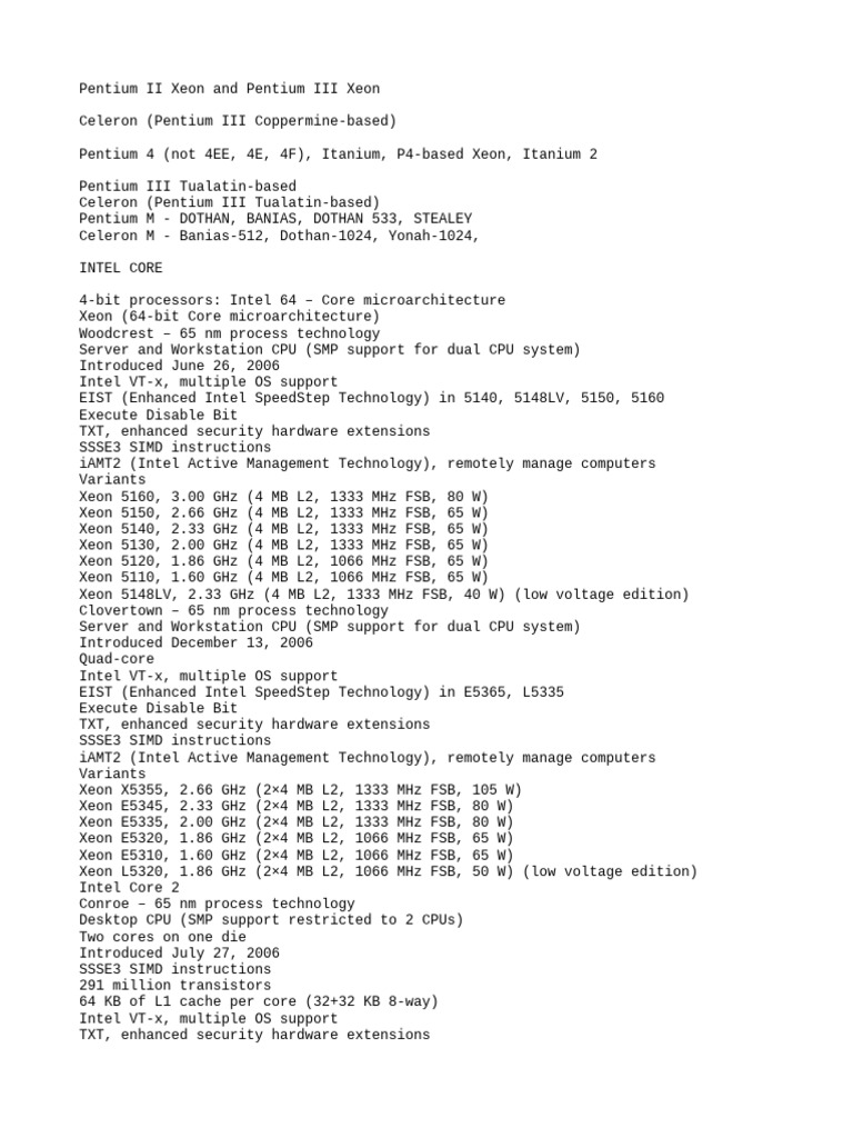 Intel CPU Lineup for Tech Enthusiasts | PDF | Integrated Circuit | X86 Architecture