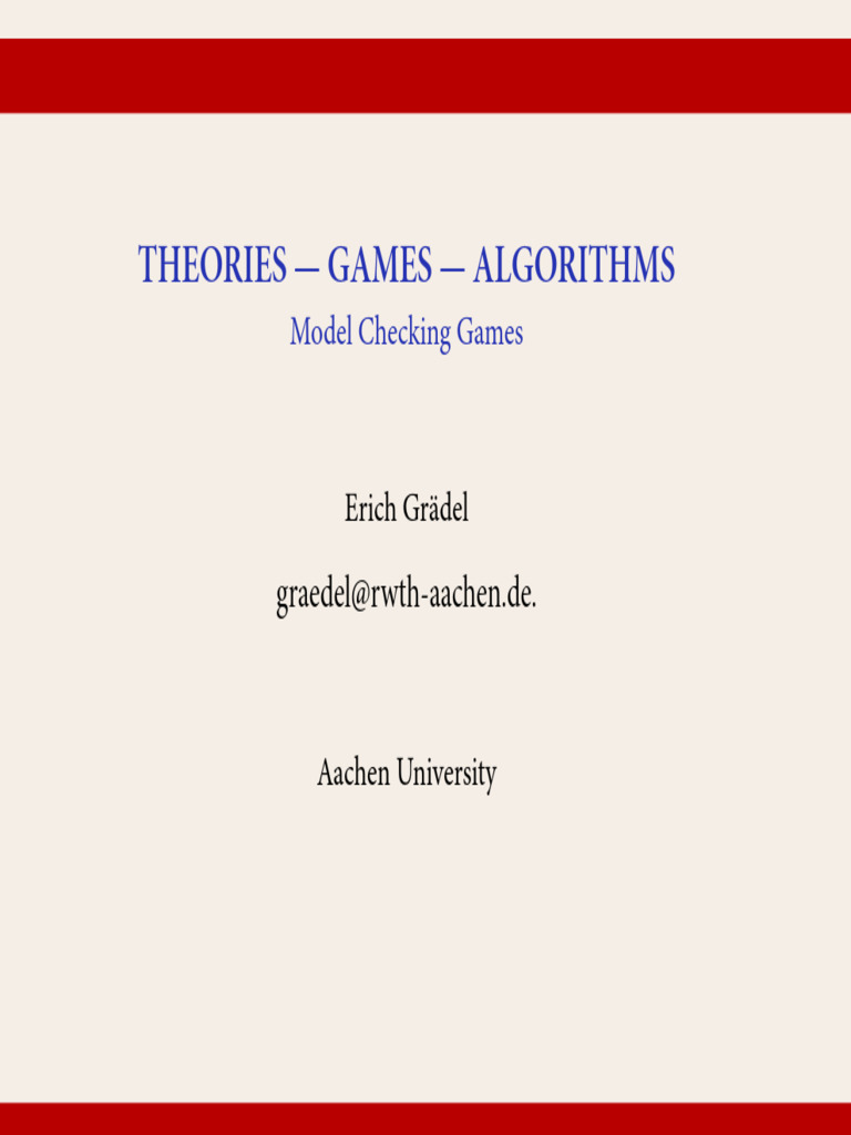 Model Checking Games | PDF | Computational Complexity Theory | First Order Logic