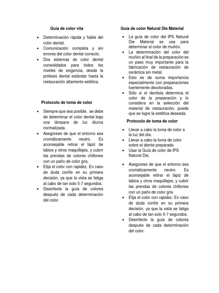 Guía de Color Prótesis | PDF | Dentadura postiza | Ramas de Odontología Guía de Color Prótesis | PDF | Dentadura postiza | Ramas de Odontología
