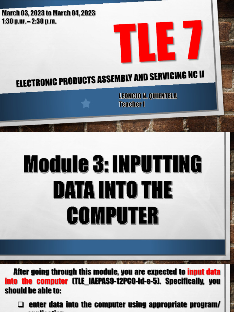 TLE 7 EPAS (Quarter0 Module3) - Inputting Data Into The Computer (Part-1) | PDF | Computer ...