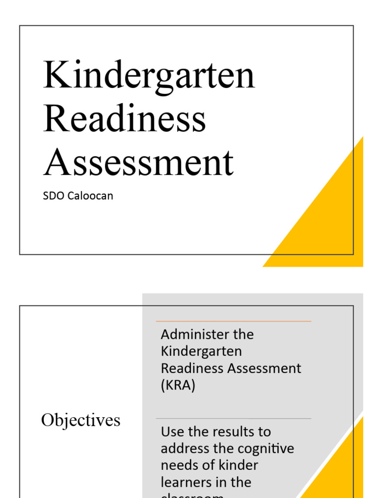 Orientation Kindergarten Readiness Assessment | PDF | Cognition | Cognitive Science