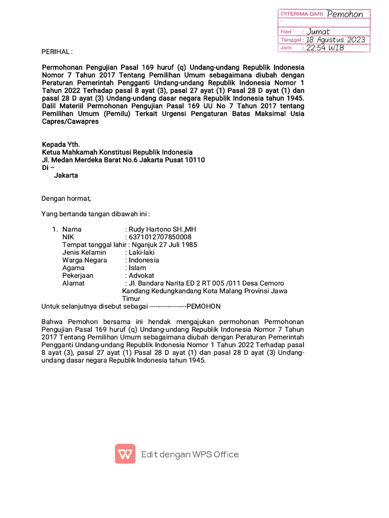 Contoh Surat Permohonan | PDF