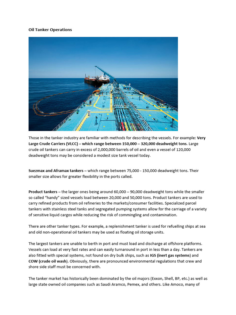 Oil Tanker Operations | PDF | Oil Tanker | Chemistry Oil Tanker Operations | PDF | Oil Tanker | Chemistry