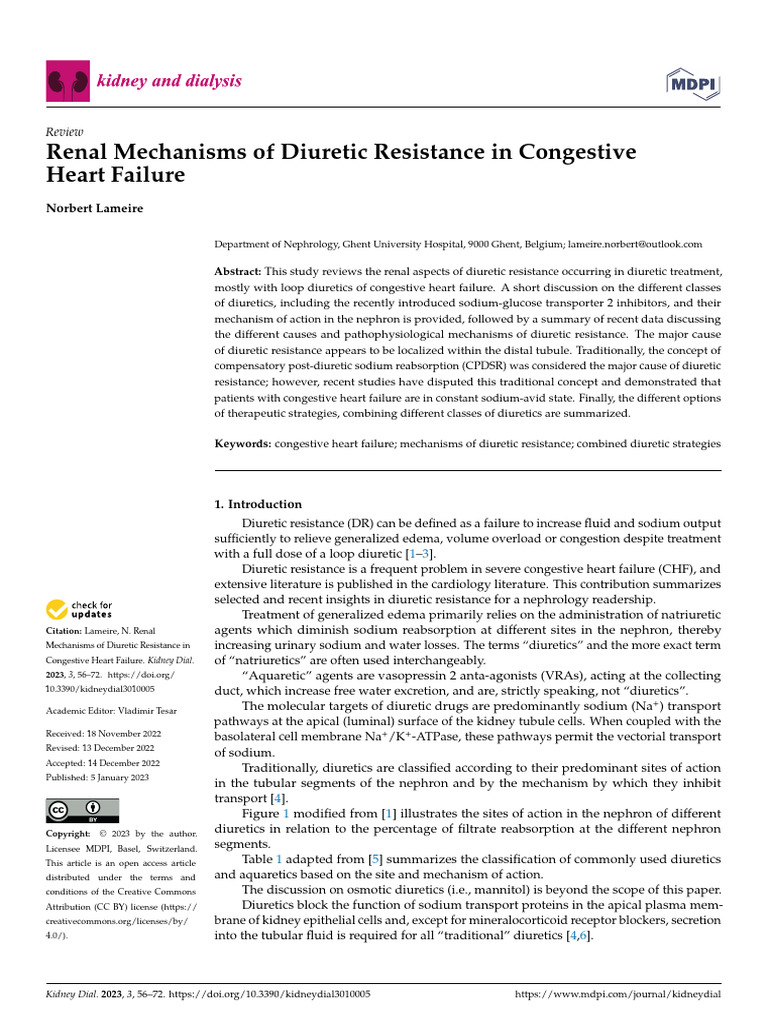 Candidate - Renal Mechanisms of Diuretic Resistance in Congestive | PDF ...