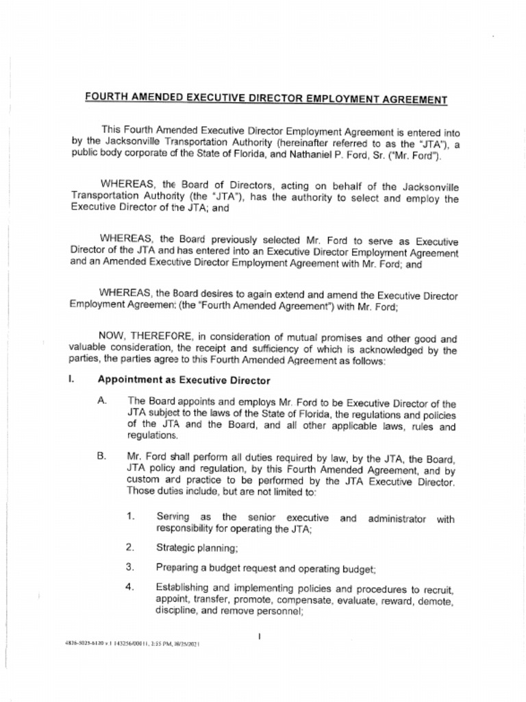 CEO Contract - Fourth Amendment - 091521 | PDF