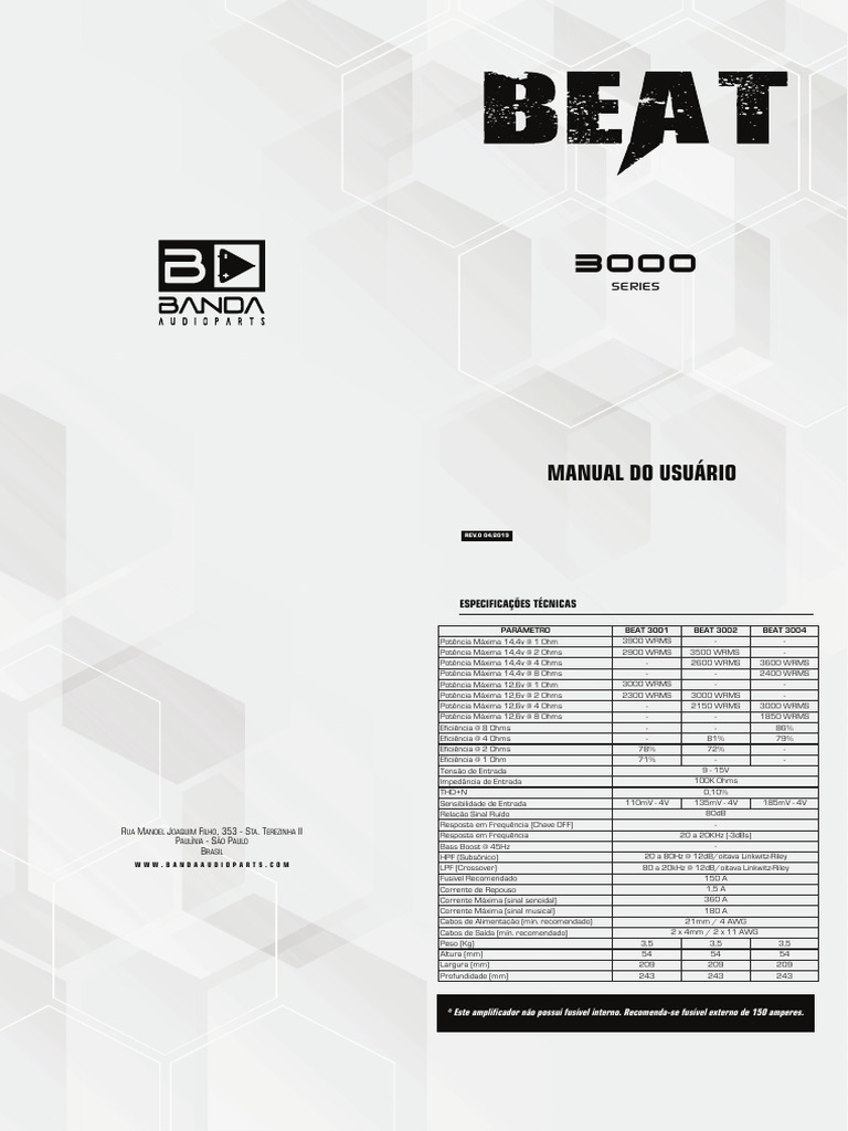 MANUAL DO USUÁRIO BEAT 3000 SERIES ABR19 PT BR v2 | PDF | Impedância ...
