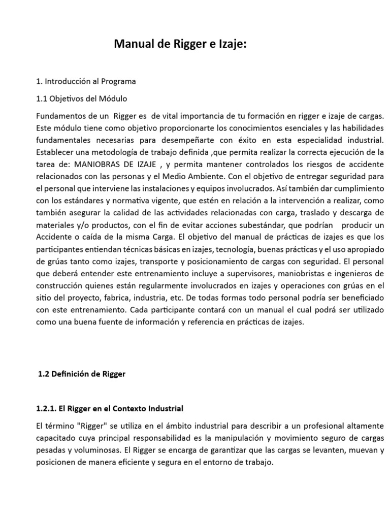 Manual de Rigger e Izaje3 | PDF | Grúa (máquina) | Planificación