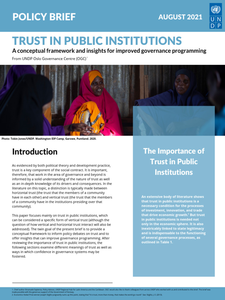 Trust in Public Institutions Policy Brief FINAL | PDF | Governance ...