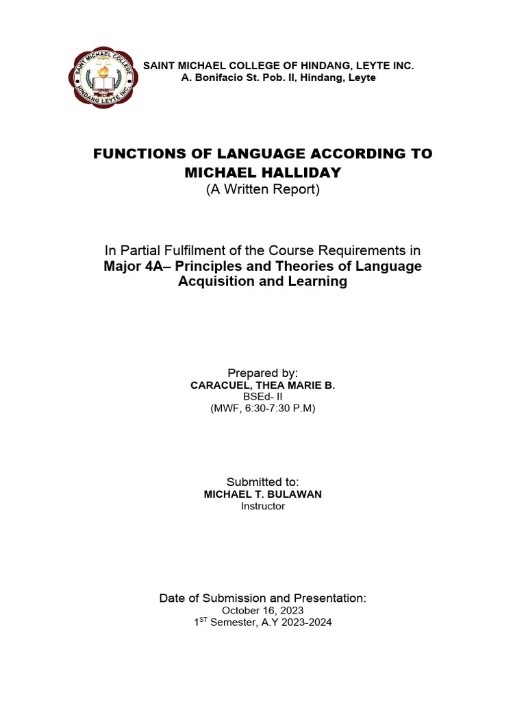 Michael Halliday's Views About Language | PDF | Communication ...
