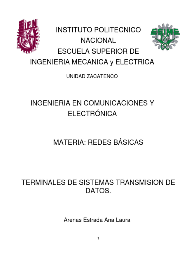 TERMINALES DE SISTEMAS TRANSMISION DE DATOS. | PDF | Red de ...