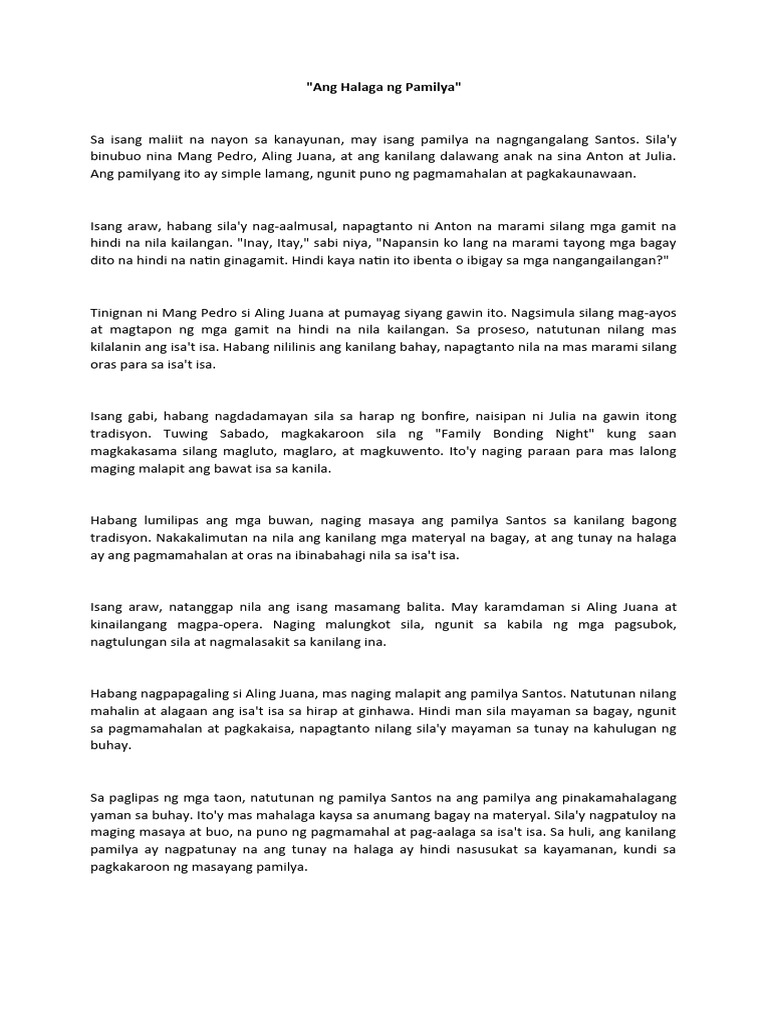 Ang Halaga NG Pamilya | PDF