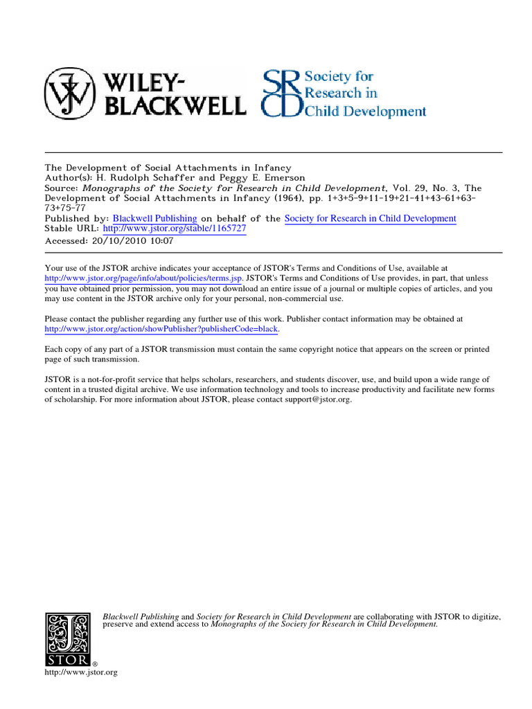 The Development of Social Atachments in Infancy | PDF | Attachment ...
