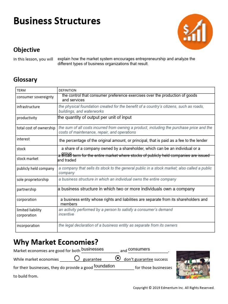 Guided Notes - Business Structures | PDF | Stocks | Limited Liability ...
