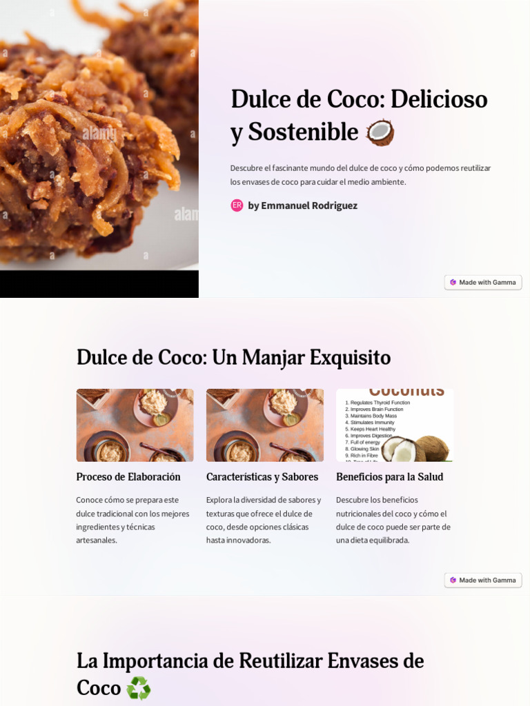 Dulce de Coco Delicioso y Sostenible | PDF