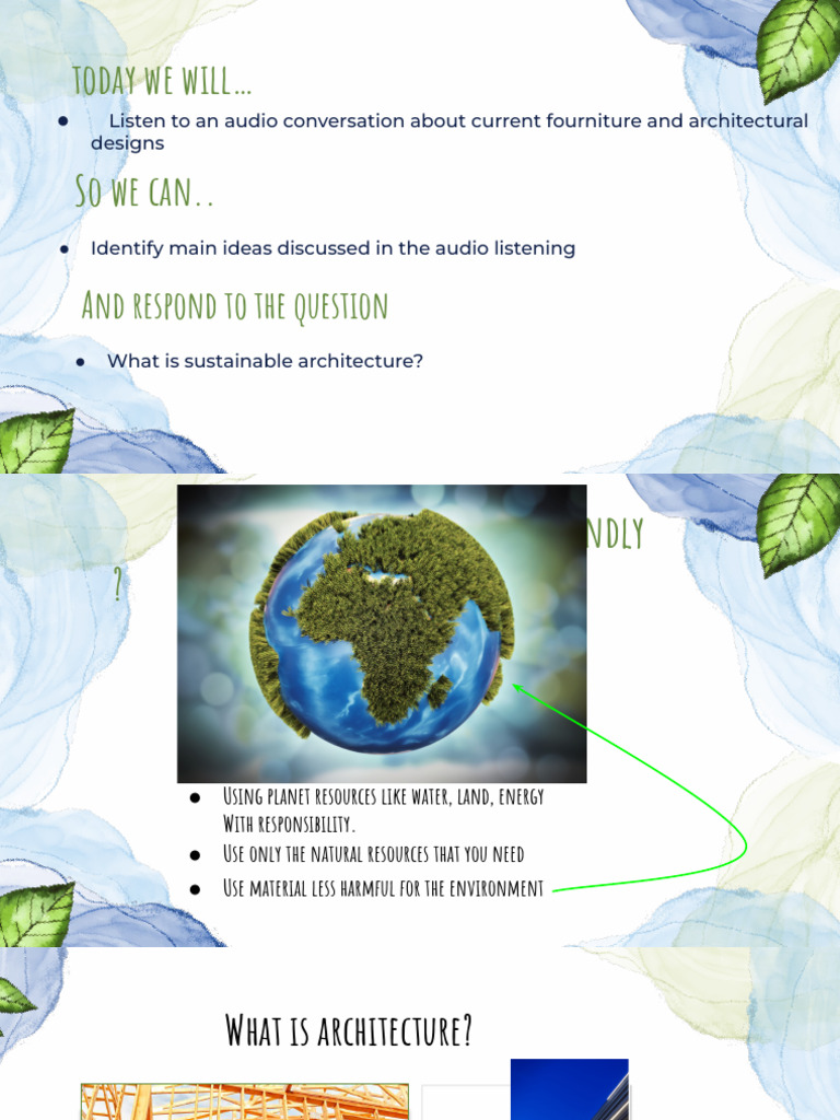 Sustainable Architecture Lesson Plan | PDF | Furniture | Sustainability