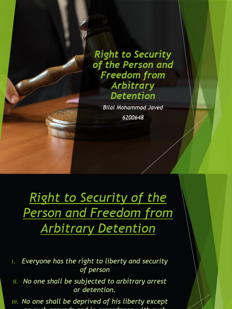 Right To Security of The Person and Freedom From Arbitrary Detention | PDF | Detention ...