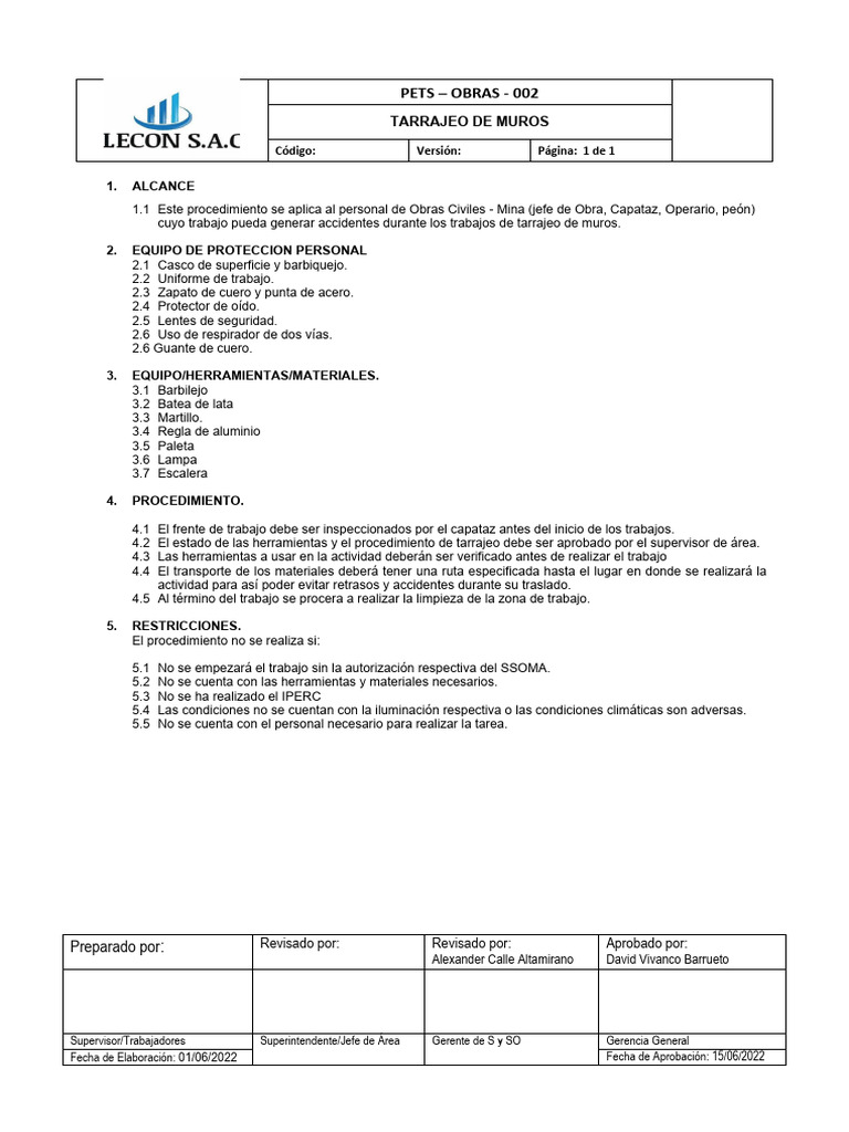 Pets - Obras - 09 Tarrajeo de Muros | PDF Pets - Obras - 09 Tarrajeo de Muros | PDF