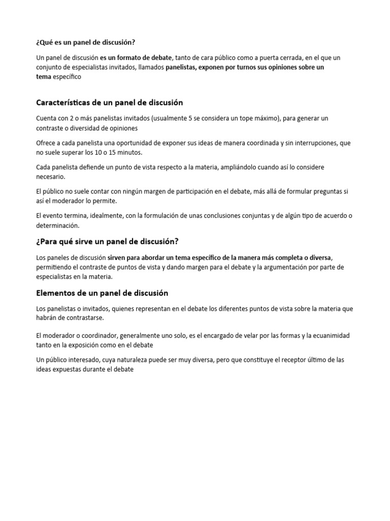 Qué Es Un Panel de Discusión | PDF