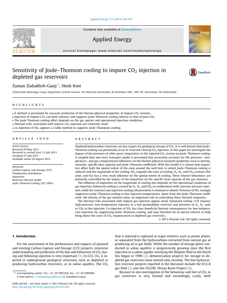 Elsevier - Sensitivity of Joule Thomson Cooling To Impure CO2 Injection ...