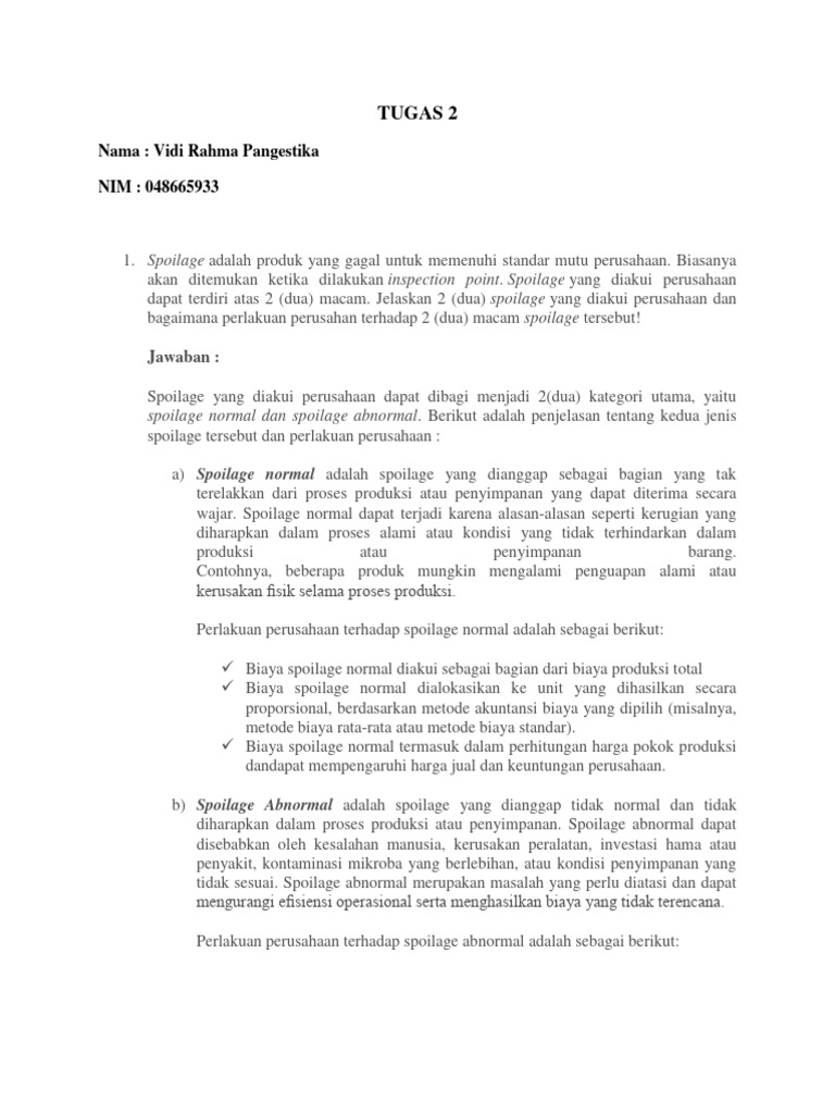 Analisis Spoilage dan Biaya Produksi | PDF | Bisnis | Pengelolaan Keuangan & Uang