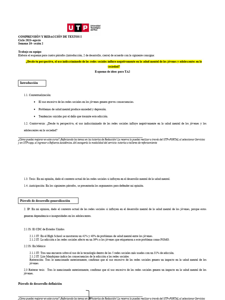 Esquema de La TA2 | PDF | Ansiedad | Salud mental