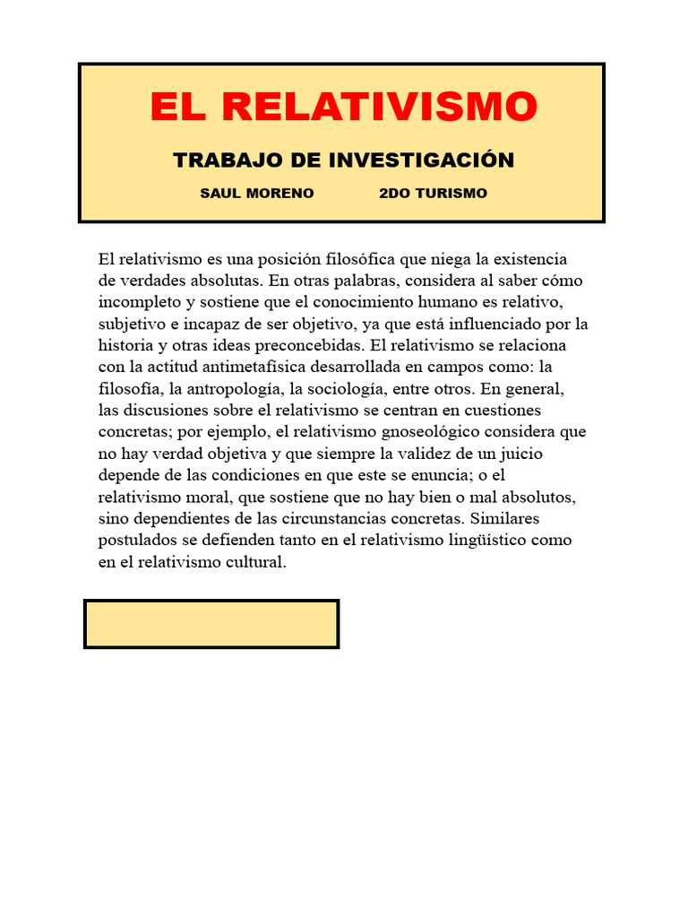 El Relativismo | PDF | Relativismo | Teorías filosóficas