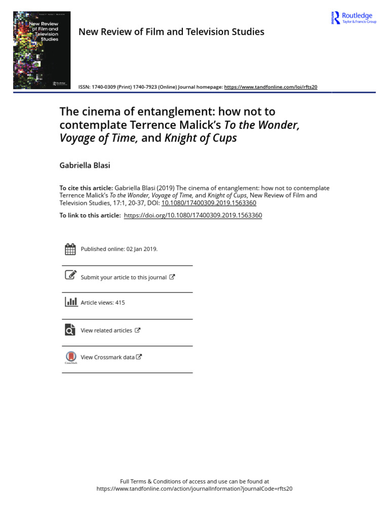 The Cinema of Entanglement How Not To Contemplate Terrence Malick S To ... The Cinema of Entanglement How Not To Contemplate Terrence Malick S To ...