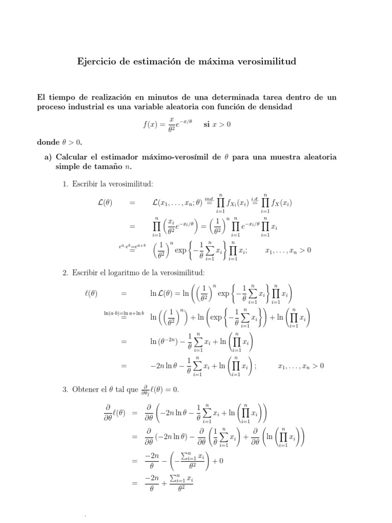 Estimador Máximo Verosímil de θ | PDF | Inferencia estadística ...