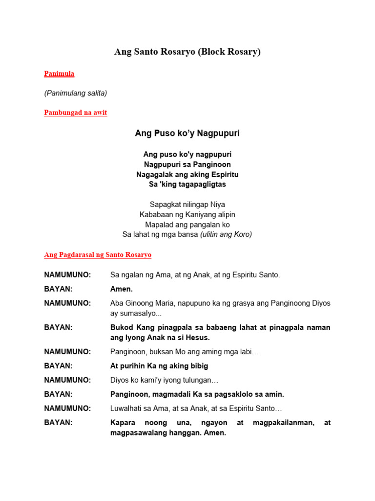 Block Rosary Guide | PDF