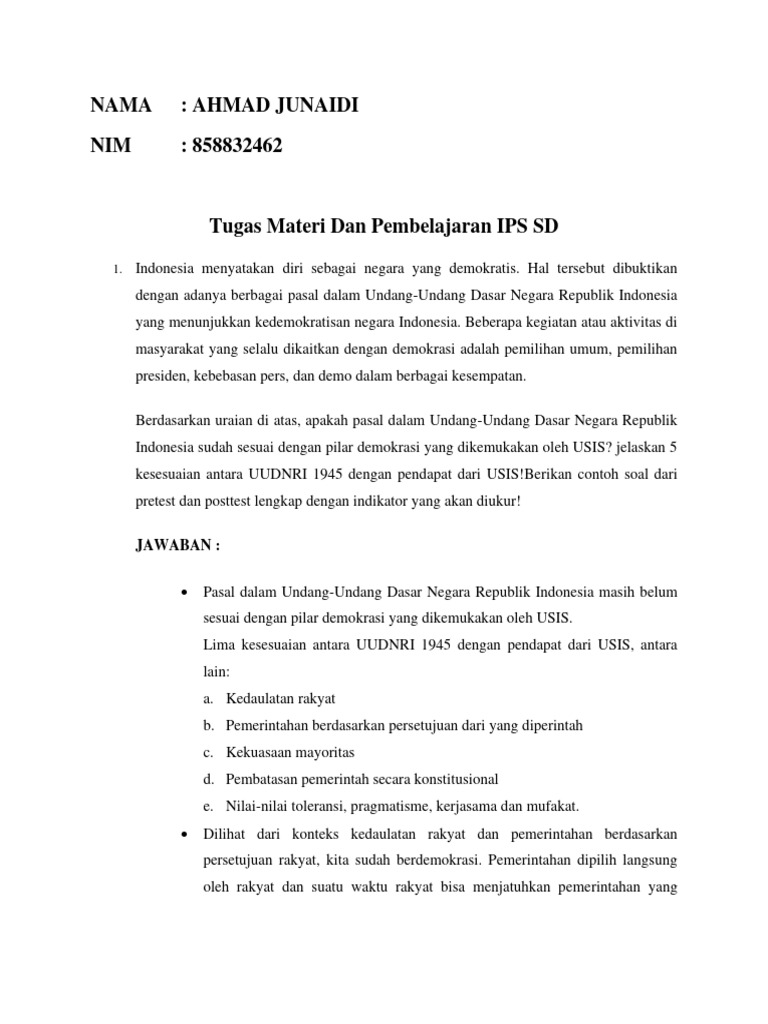 Tugas TMK Materi Dan Pembelajaran Ips SD | PDF