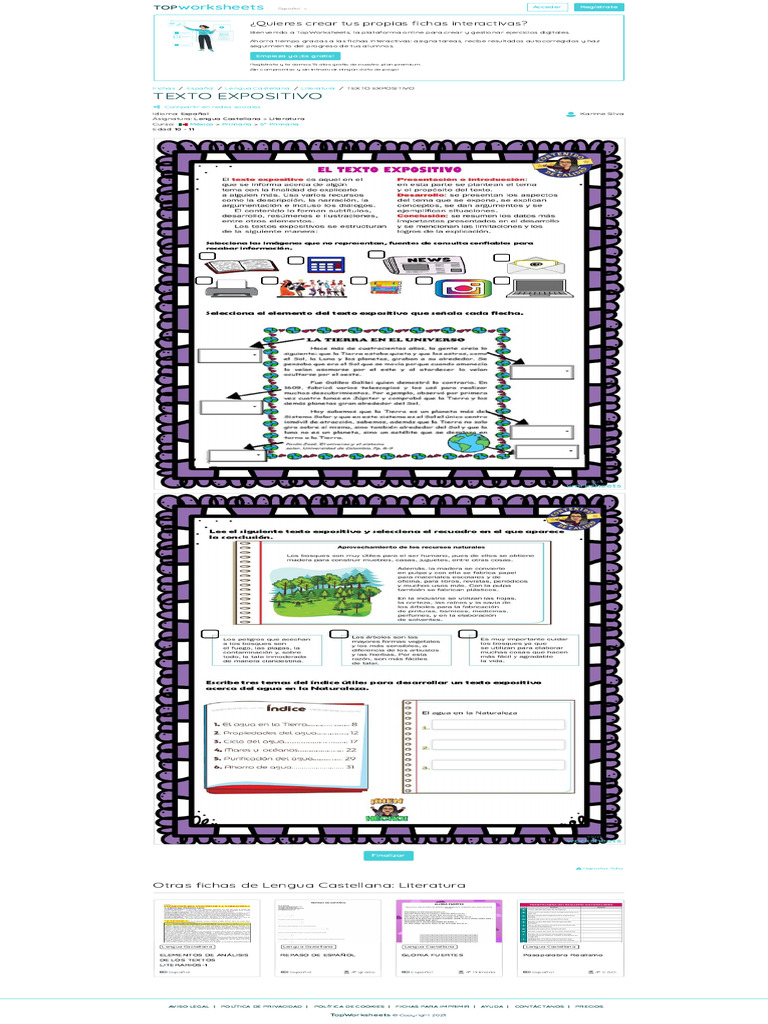 TEXTO EXPOSITIVO. Ficha Interactiva - TopWorksheets | PDF TEXTO EXPOSITIVO. Ficha Interactiva - TopWorksheets | PDF