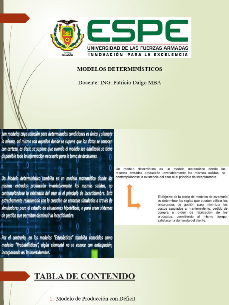 Modelos Deterministicos | PDF | Inventario | Ecuaciones
