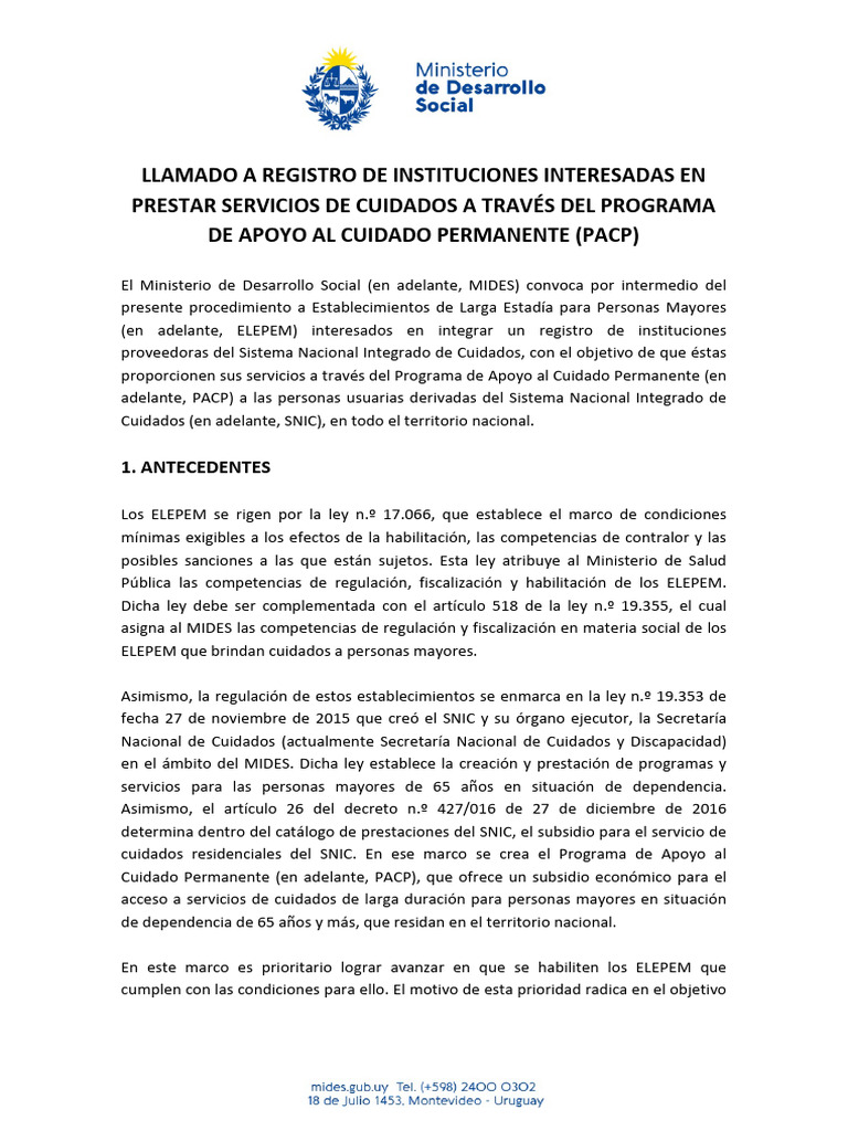 Llamado A Registro - PACP | PDF | Invalidez | Institución