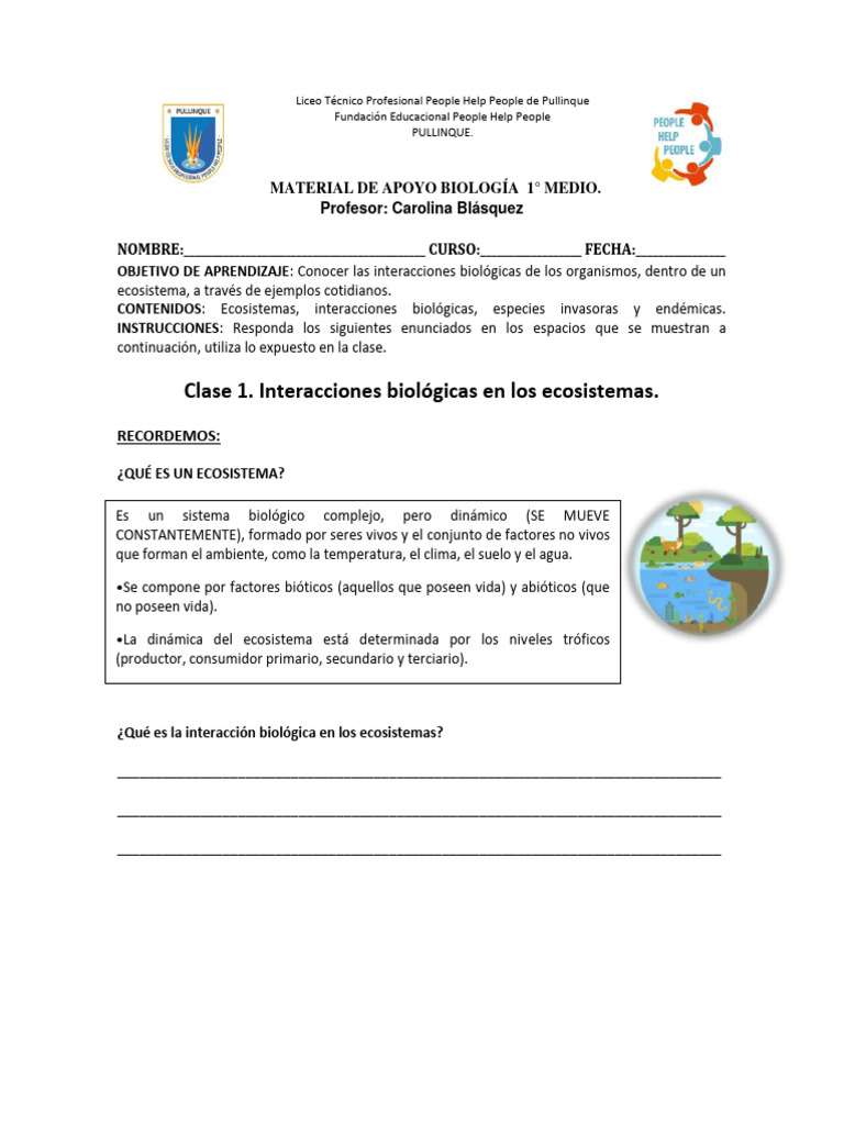 Guía 2. Interacciones Biológicas | PDF | Ecosistema | Especies invasivas