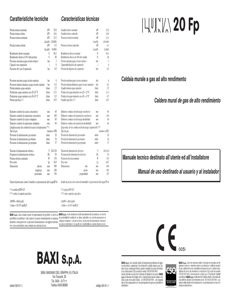 Manual Luna 20 FP | PDF | Chimenea | Ciencias fisicas