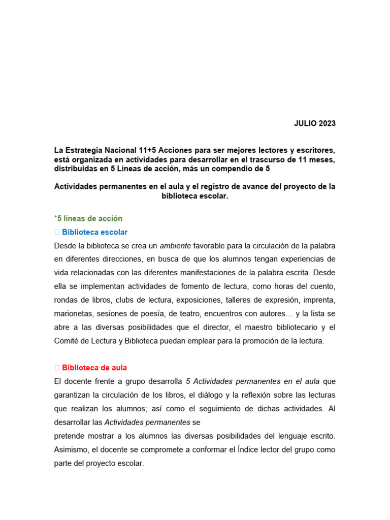 Informe Biblioteca 2023 | PDF | Biblioteca escolar | Salón de clases