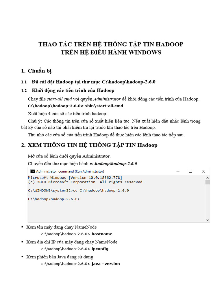 He thong tap tin Hadoop HDH Windows | PDF