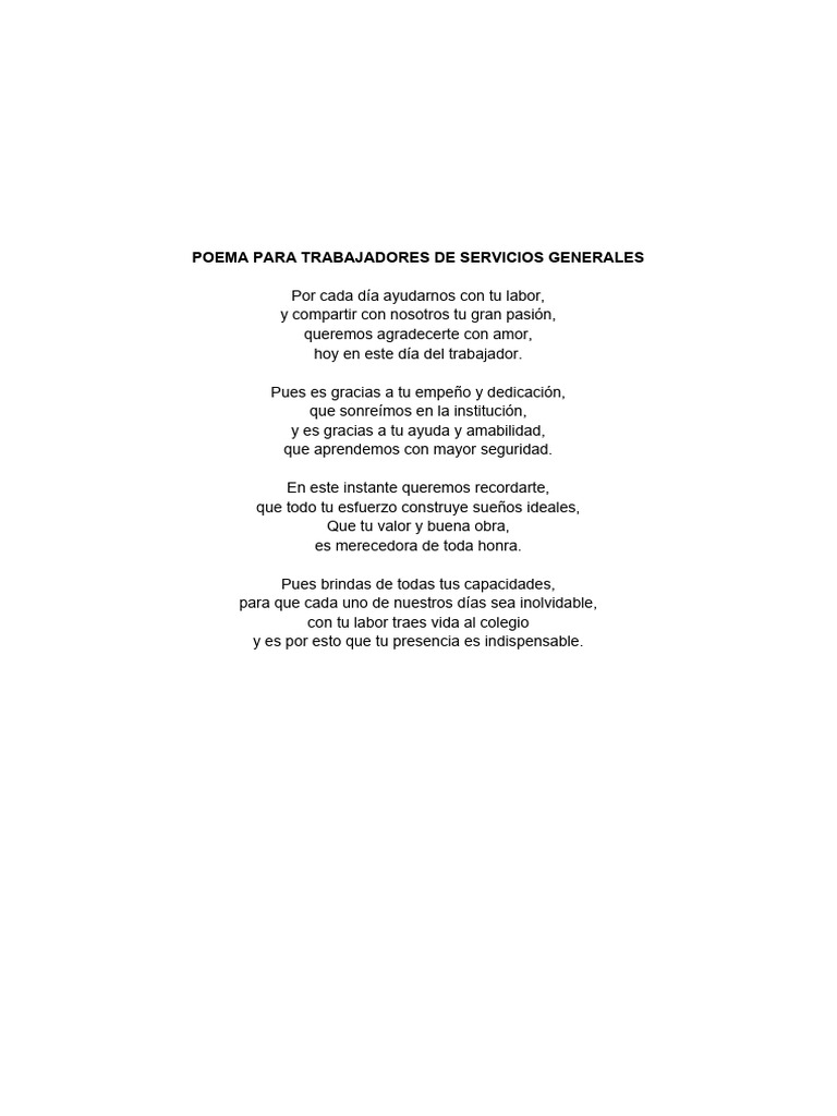 Poema Día Del Trabajador | PDF