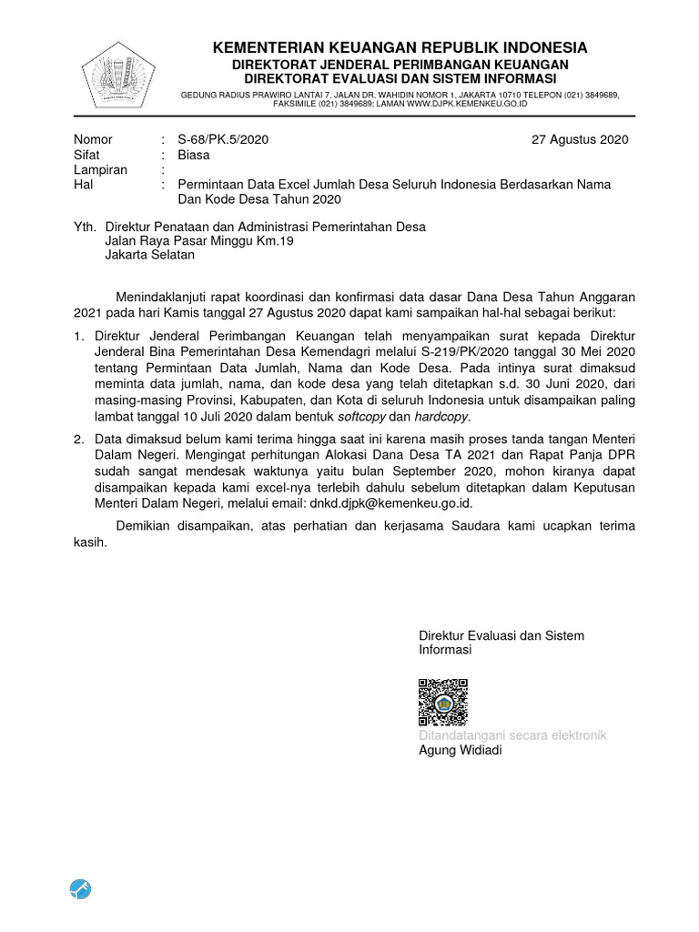 Permintaan Data Excel Jumlah Desa Seluruh Indonesia Berdasarkan Nama ...