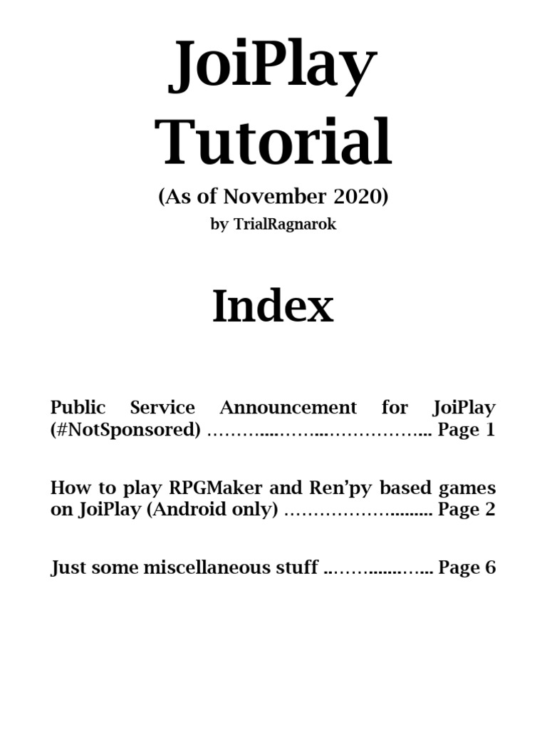 The Manor JoiPlay Tutorial November 2020 | PDF | Computing | System Software