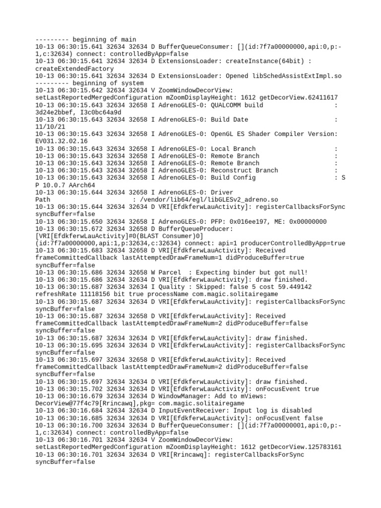 Com - Magic.solitairegame Logcat | PDF | Computer Science | Computing